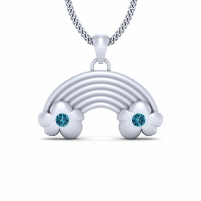 Aquamarine Cloud Rainbow Pendant Silver Rainbow Locket Rainbow Jewelry ...