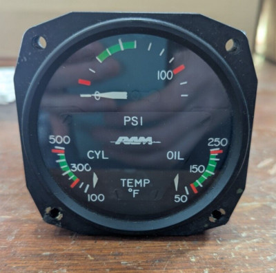 Cessna 3 in 1 Oil Cylinder Pressure Temperature Gauge C662019-0101 AS ...