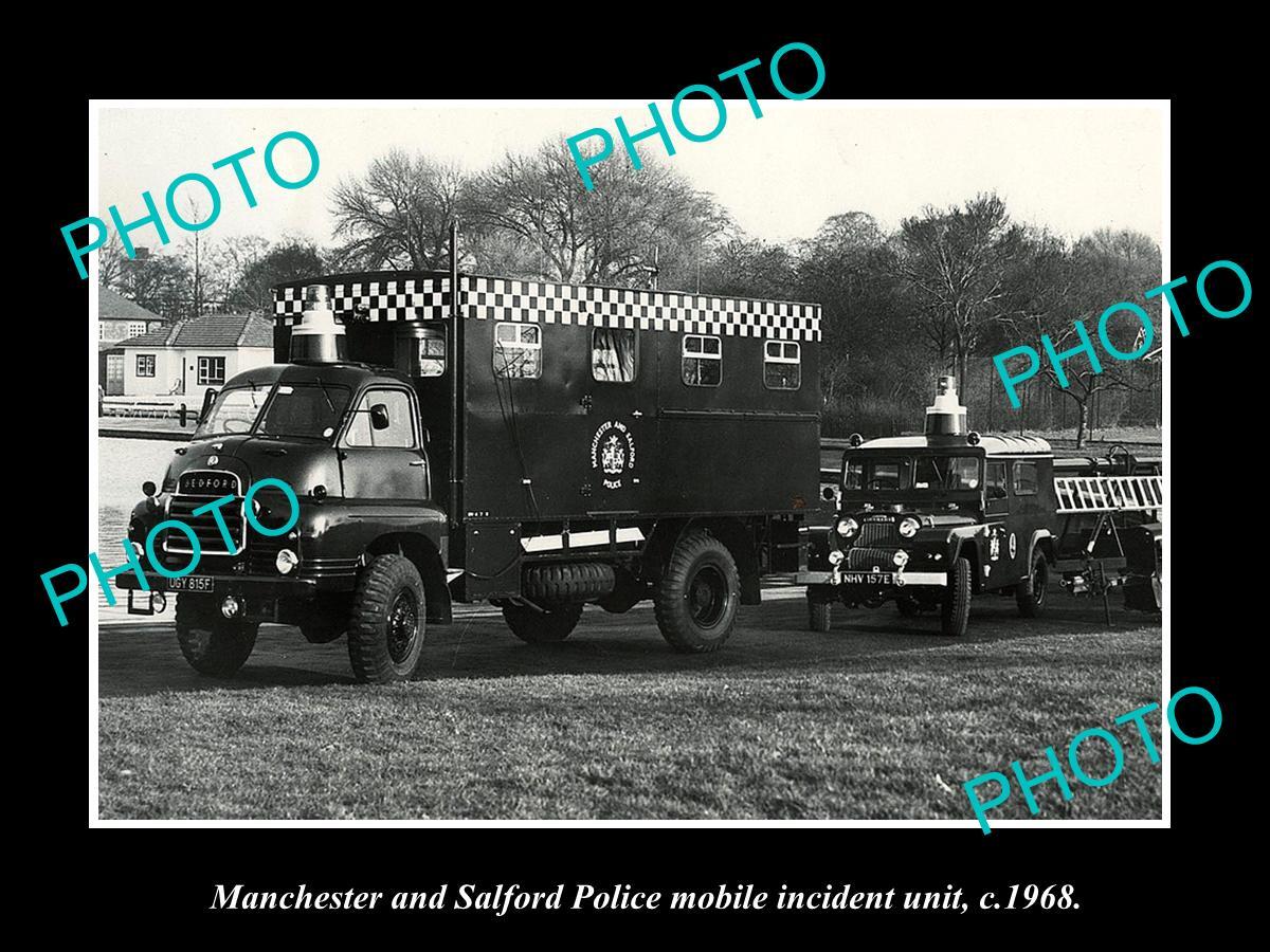OLD LARGE HISTORIC PHOTO OF MANCHESTER & SALFORD POLICE INCIDENT UNIT ...