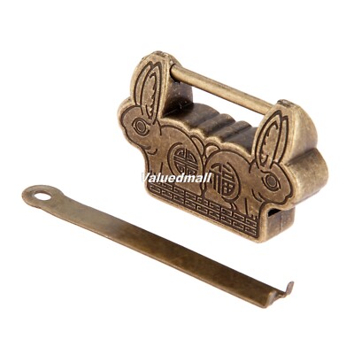 Home Retro Bronze Zinc Alloy Jewelry Gift Box Padlock Rabbit Design ...
