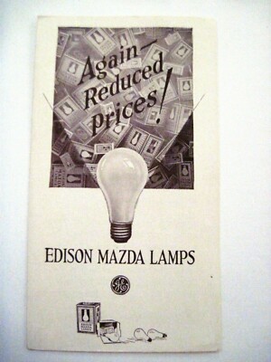 1927 Advertising Brochure "Edison Mazda Lamps" By General Electric w ...