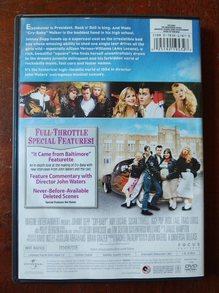 Cry Baby: Director's Cut DVD Johnny Depp John Waters Traci Lords ...