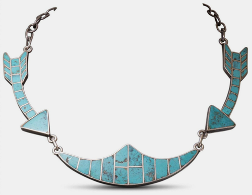 BEST! Zuni attr Lambert Homer Sr Arrow Necklace Channel Inlay Blue Gem ...