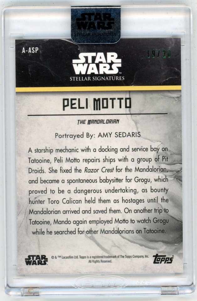AMY SEDARIS as PELI MOTTO 2021 TOPPS STAR WARS STELLAR AUTOGRAPH AUTO ...
