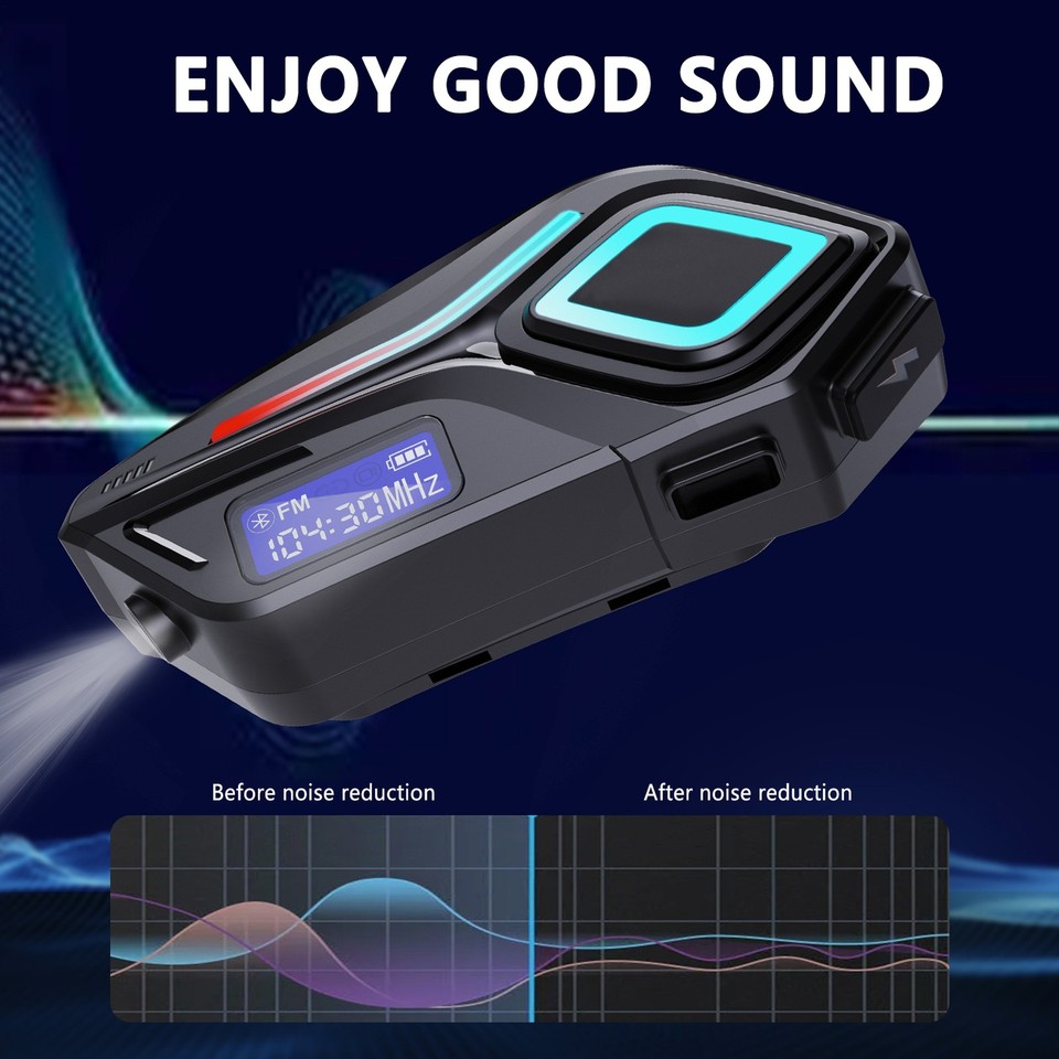 Pro Motorcycle Wireless Helmet Intercom Bluetooth Headset 40H Long ...