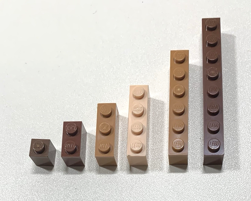 Lego Brown BRICKS BLOCKS ONLY 60pc Bulk Lot 1x8 1x6 1x4 1x3 1x2 1x1 ...