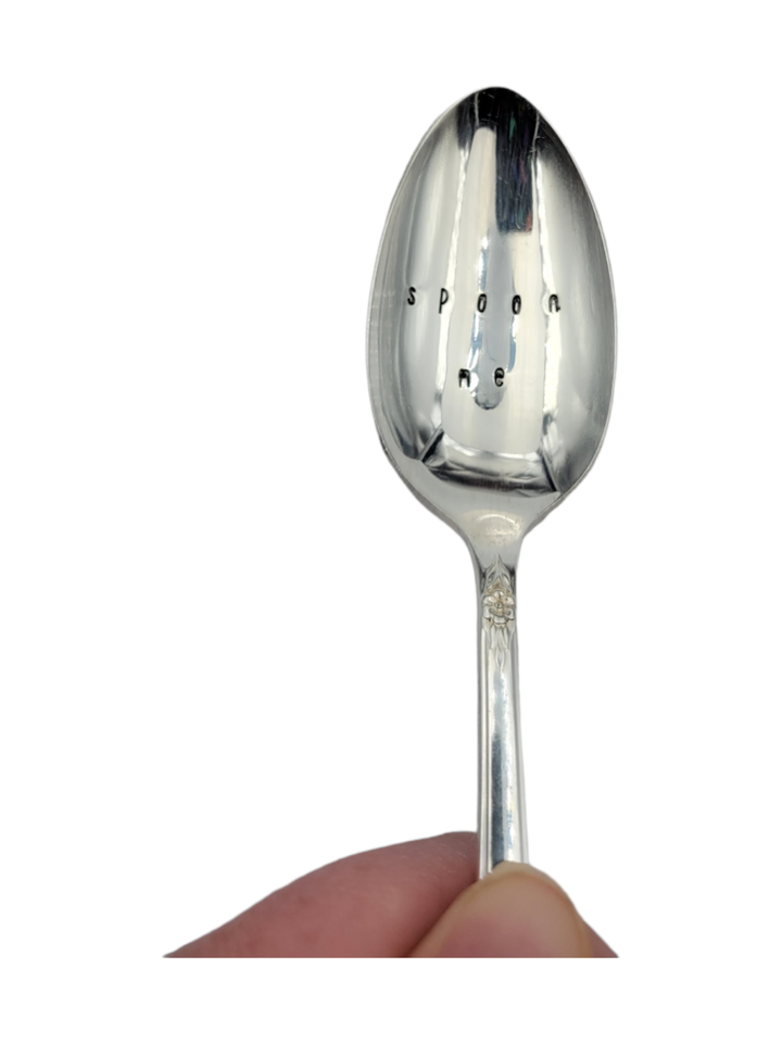 Spoon Me Hand Stamped Hammered Vintage Silverplate Teaspoon Lowercase ...