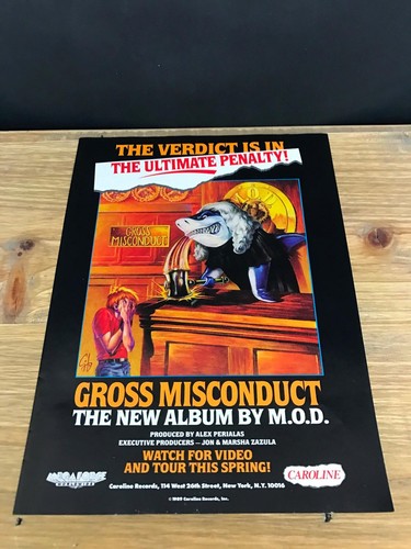 1989 VINTAGE 8X11 ALBUM PROMO PRINT AD FOR M.O.D. GROSS MISCONDUCT MOD ...