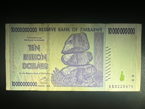 10 Billion Dollars Zimbabwe Bank note-2008 currency Circulated “AB ...