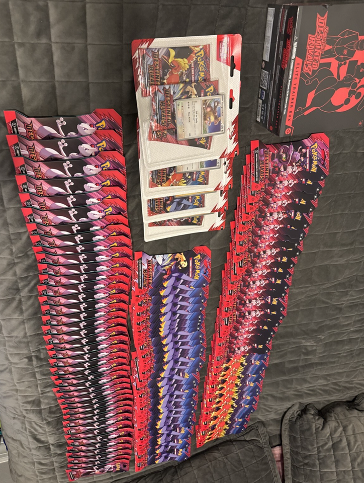 Destined Rivals Sleeved Booster Packs + ETB + 4 Blisters (Lot Of 123 ...