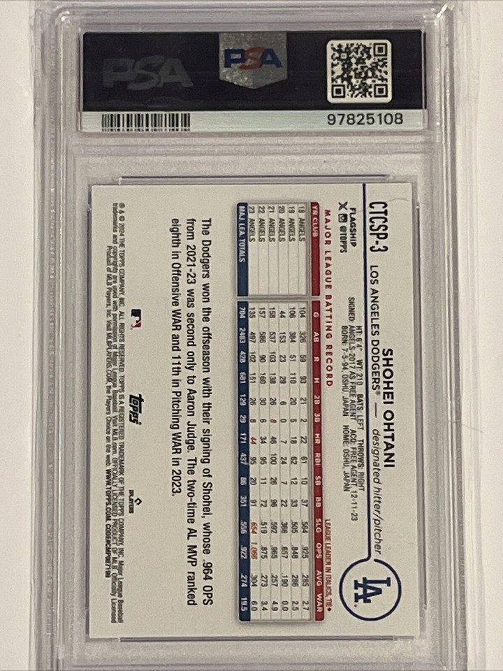 2024 Topps Flagship Collection Shohei Ohtani Short Print CTCSP-3 PSA 9 ...