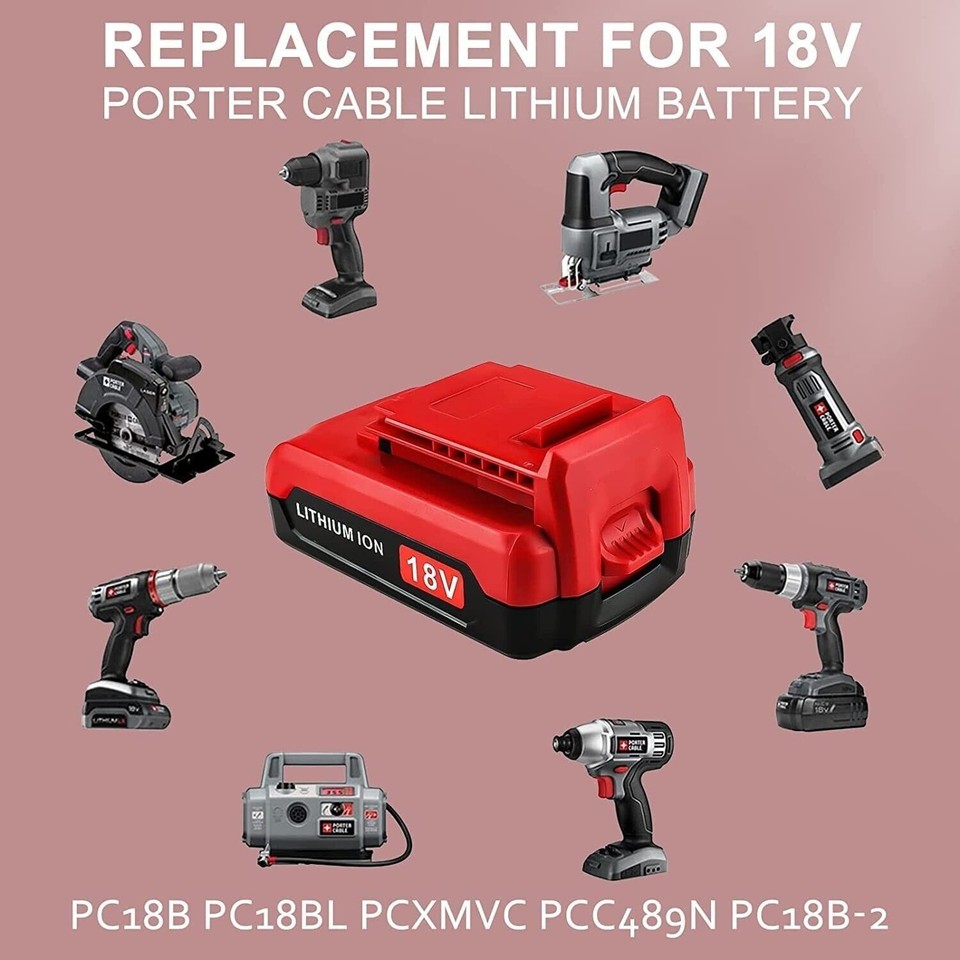 2PACK 18V Lithium Ion Battery FOR Porter Cable 18 Volt PC18B PC18BL ...