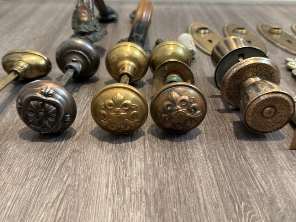 Antique Vtg. Victorian Brass Door Knobs and Backplates Sets Lot | eBay