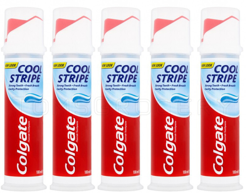 5 COLGATE COOL STRIPE Cavity Protection Pump Toothpaste 100ml 3.4fl. oz ...