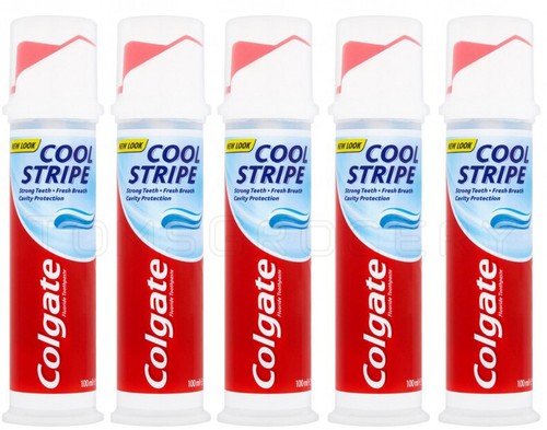 5 COLGATE COOL STRIPE Cavity Protection Pump Toothpaste 100ml 3.4fl. oz ...