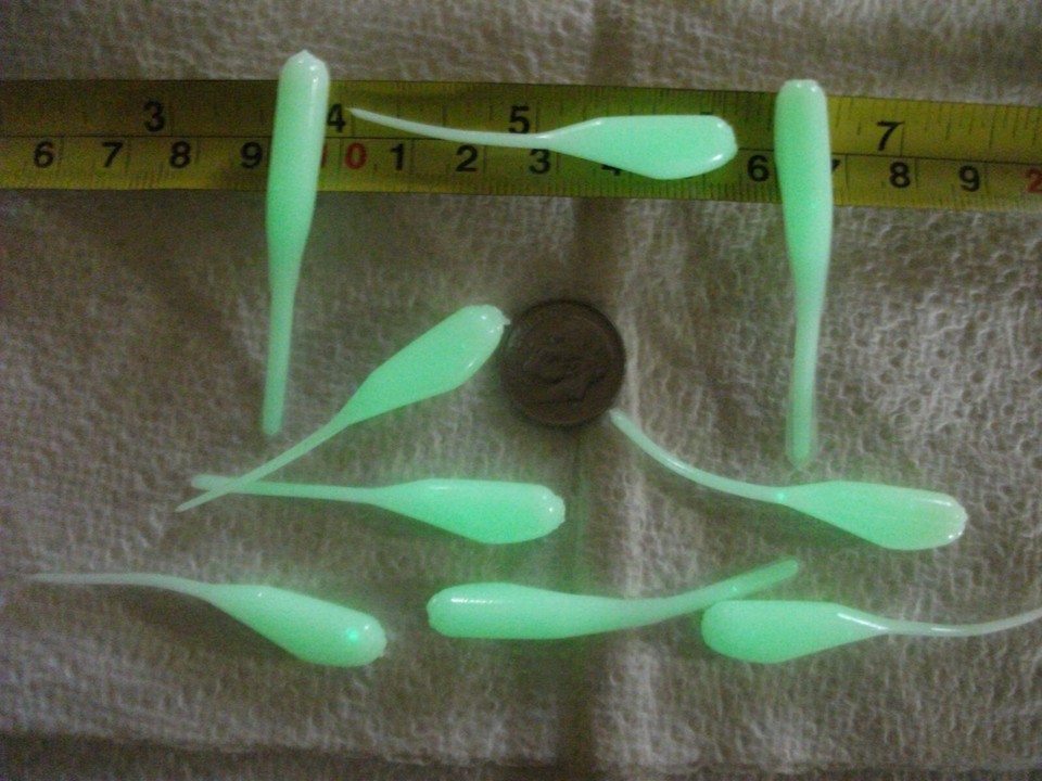 100-2" -GLOW CRAPPIE-PANFISH-LURE-SOFT FISHING GRUBS-MINNOWS-JIGS-SCENT ...