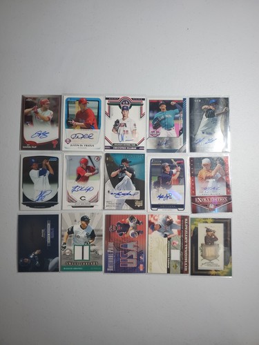 LOT OF 15 Relics & Autos MLB Baseball Cards - Bowman Chrome 1st/Topps ...