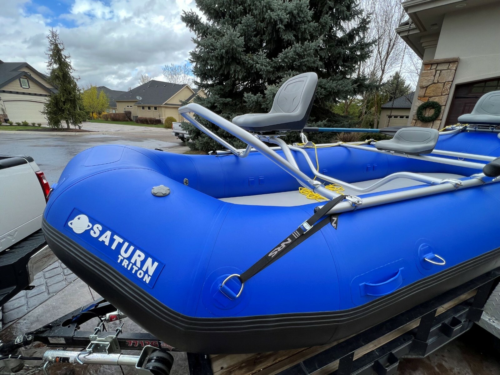 14'8" Saturn Triton Whitewater Raft with Custom 3-Seat NRS Fishing ...