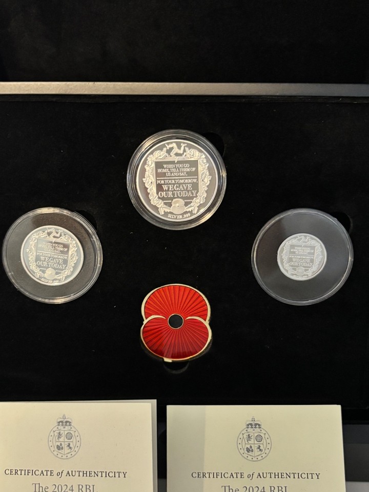 2024 RBL Remembrance Poppy Silver Proof Sovereign Coin Set Boxed +COA ...
