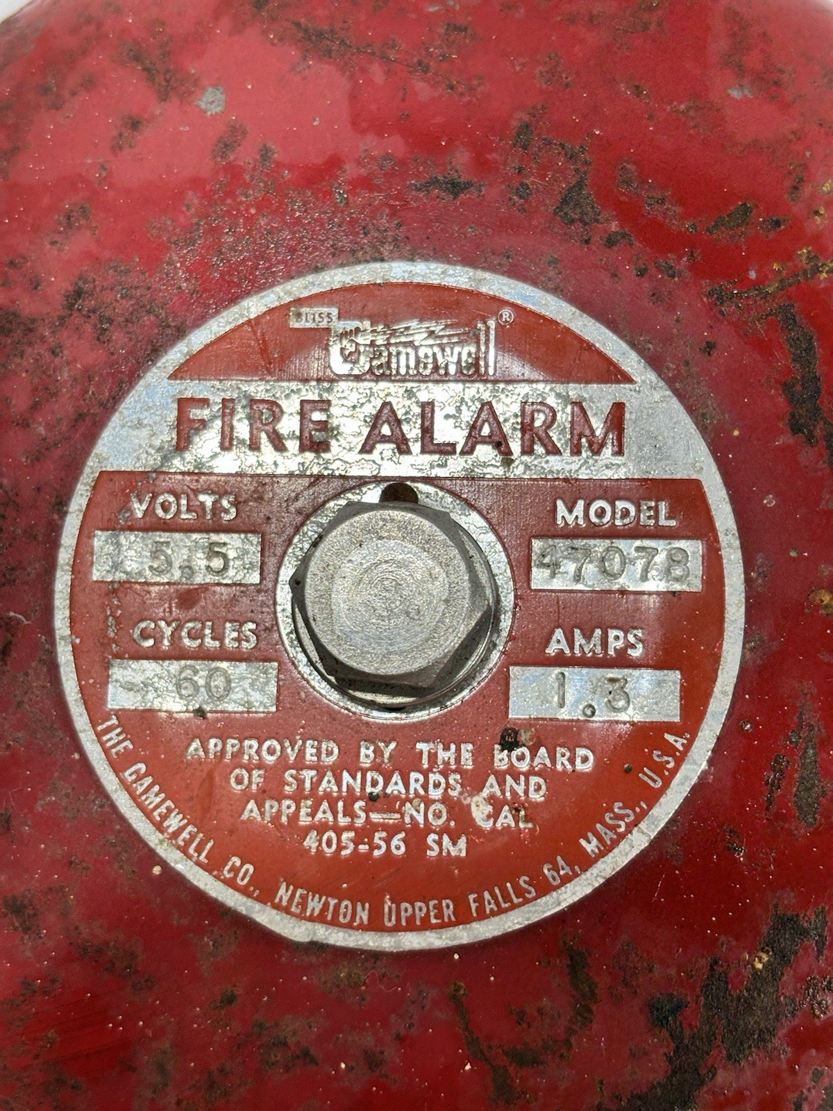 Gamewell Fire Alarm 47078 Vintage Collectible Alarm, 5.5V 1.3A