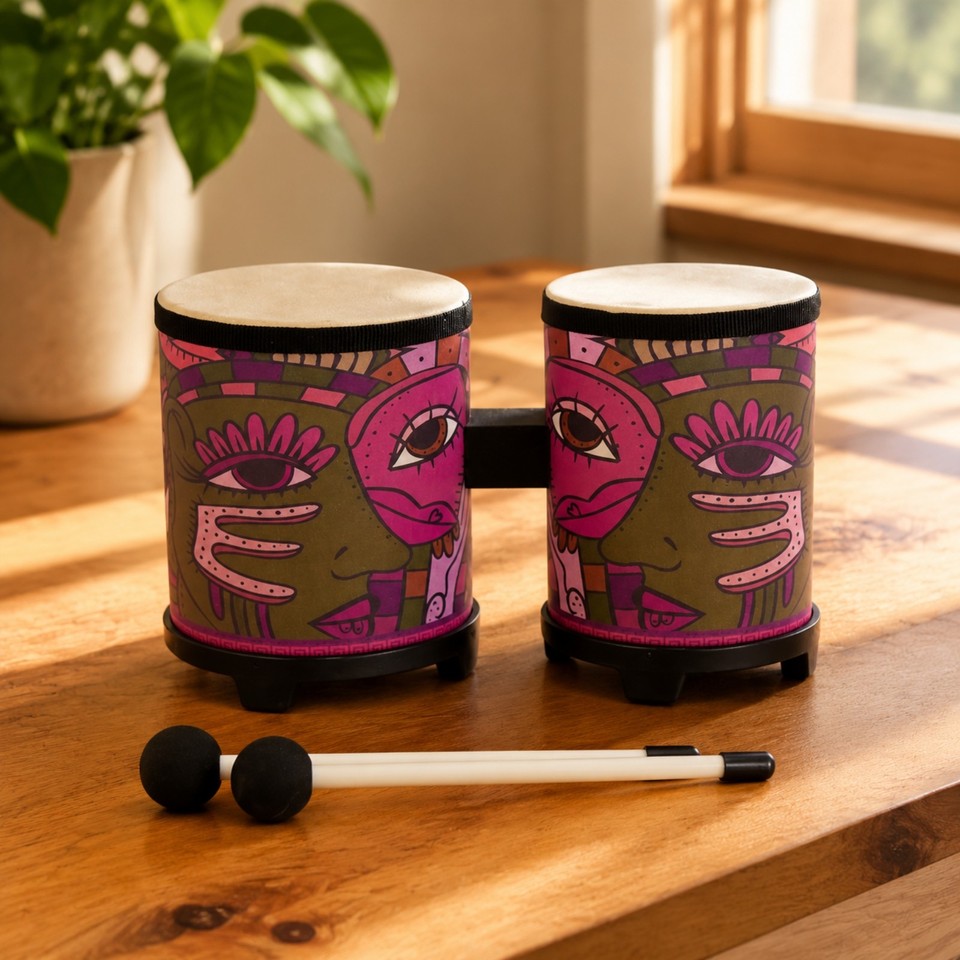 Connected Bongo-Style Hand Drum Child-Safe for Beginner Percussion ...