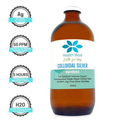 Colloidal Silver 50PPM 500ml 99.999% Pure Mineral Supplement Finest ...