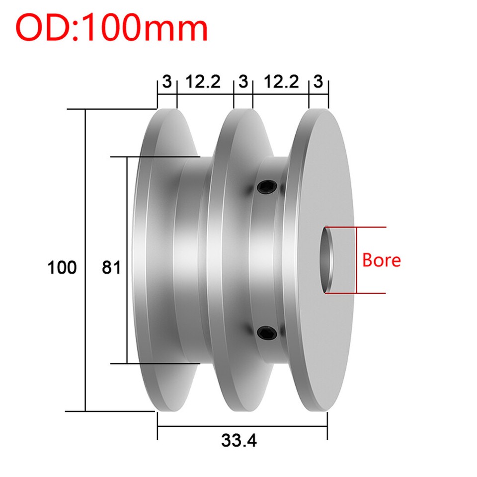 Double V-Groove Aluminum Drive Pulley For A-Section V-Belt Pulleys OD ...