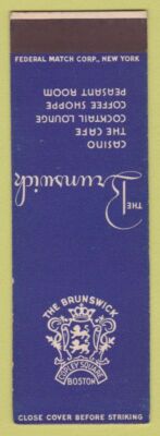 Matchbook Cover - The Brunswick Boston MA FEDERAL LONG SAMPLE | eBay