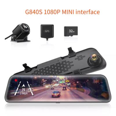 WOLFBOX G840S MINI USB Front and Rear View Mirror Dash Cam 1080P 12 ...