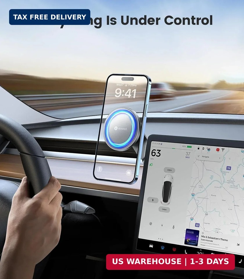 VICSEED Tesla Phone Mount[Strongest Magnet Power] Foldable Hidden Tesla ...
