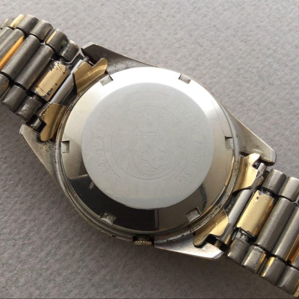 SEIKO 6218 8970 Weekdater 35 Jewels Gold Cap Auto Watch 37mm Vintage ...