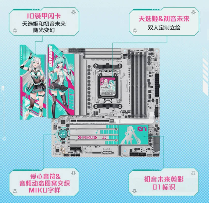 ASUS TX GAMING B850M WIFI S HATSUNE MIKU EDTION AM5 MIKU Motherboard ...