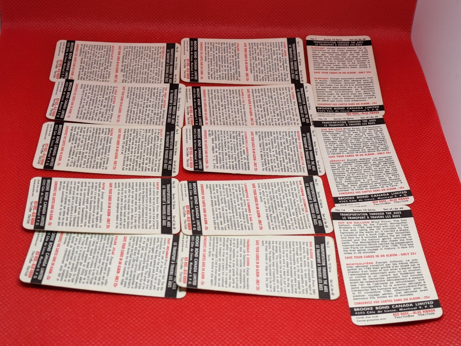 RED ROSE BLUE RIBBON TEA TRANSPORTATION THROUGH THE AGES TEA CARDS ...