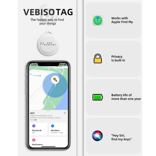 Key Finder Waterproof Tracker Tag orks with Apple Find My (iOS Only ...