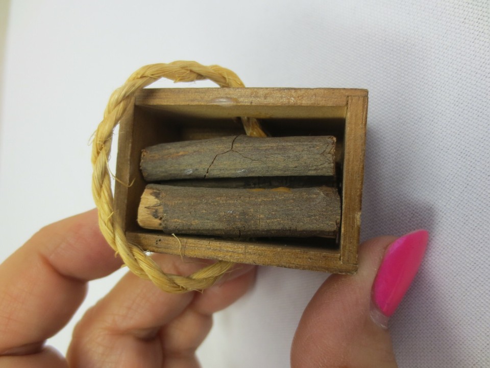 Vintage Dollhouse Firewood in box and gold billow | eBay