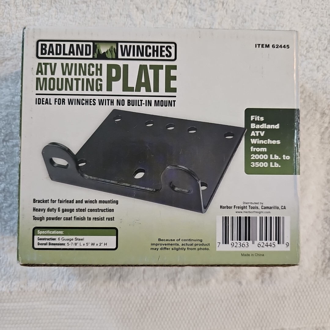 BADLAND WINCHES ATV Winch Mounting Plate Pictures Include Measurements ...