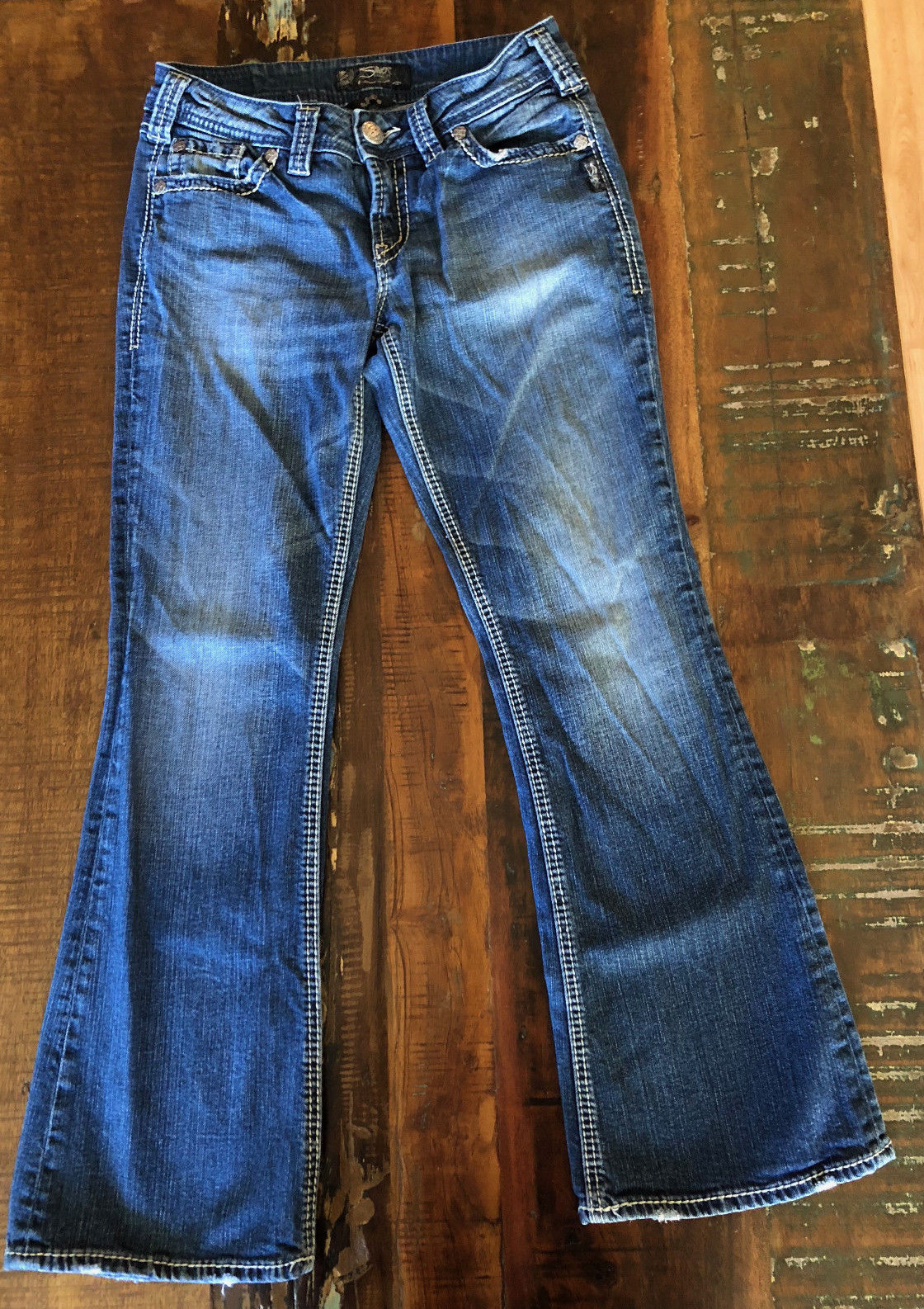 Silver Suki Surplus Thick Stitch Button Flap Pockets … - Gem