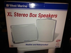 West Marine XL stereo box speakers - NIB Waterproof Great for boat or ...