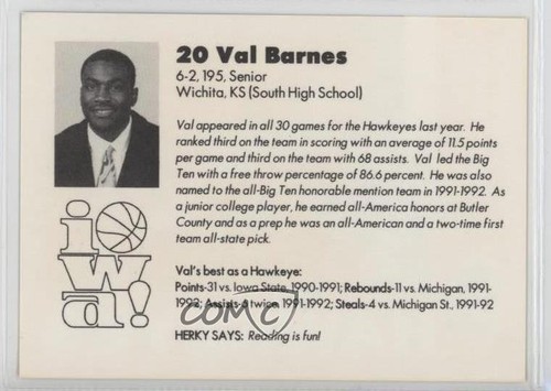 1992-93 Iowa Hawkeyes Team Set Val Barnes | eBay