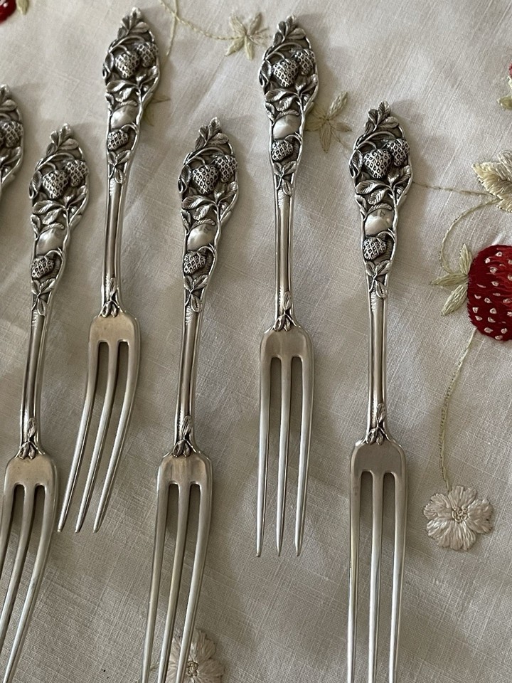 Watson Strawberry Forks Strawberry Pattern Sterling Silver Set 8 | eBay
