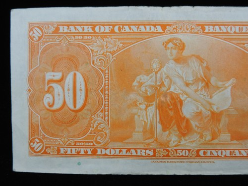1937 $50 Fifty Dollars Bank of Canada Banknote B/H 4756498 Coyne Towers ...