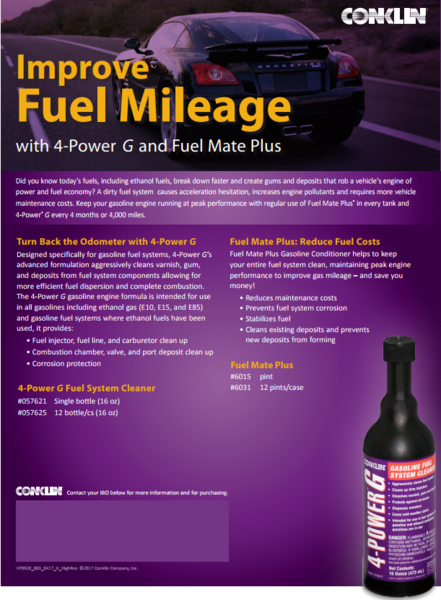 4-POWER G Conklin GASOLINE FUEL SYSTEM CLEANER Injector Fuel Line ...