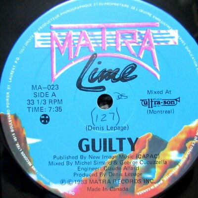 12" VINYL 33RPM MINT LIME GUILTY SINGLE 1983 MATRA DENIS LEPAGE | eBay