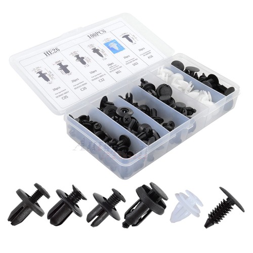 100Pack Universal Rivet Push Clips Retainer Fender Liner Fastener for ...