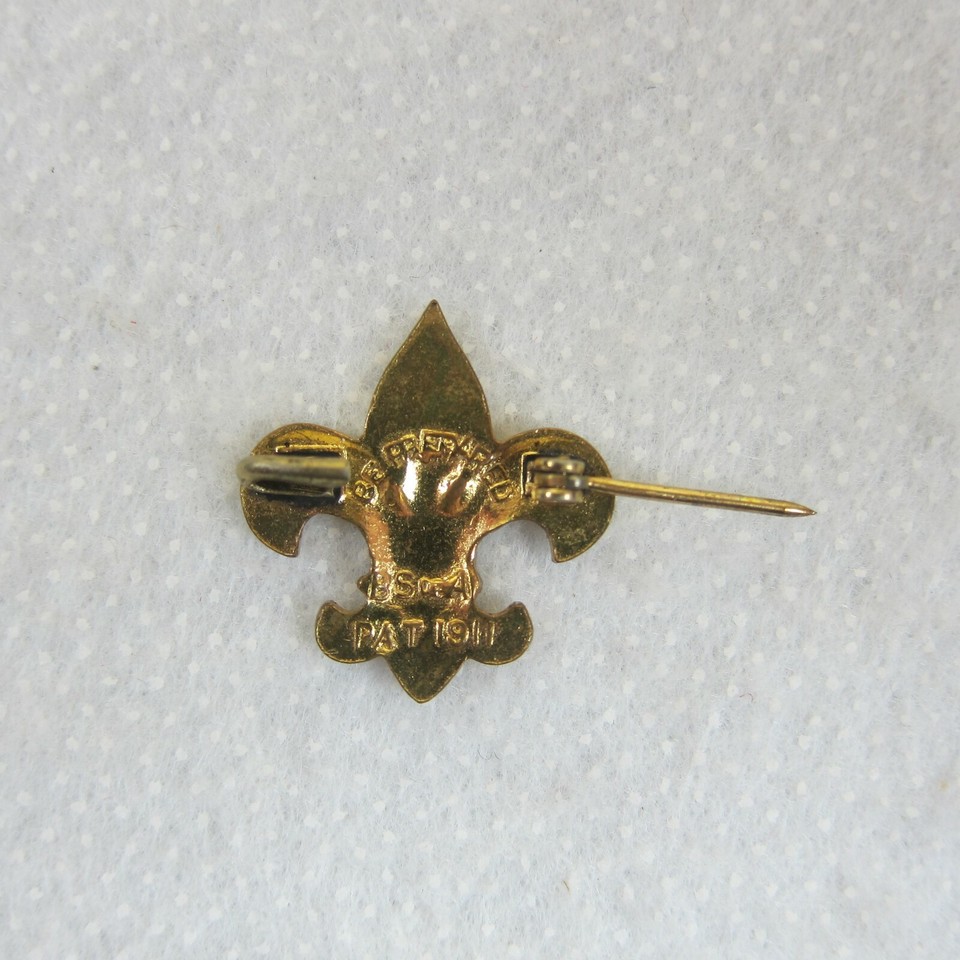 Vintage Boy Scouts Tenderfoot Logo Pin Pinback Fleur de lis Pat 1911 ...