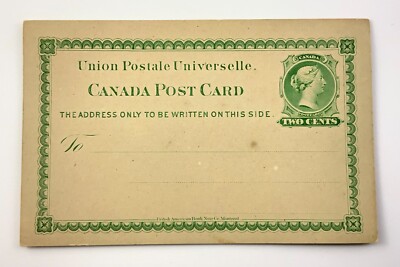 Canada Post Card Two Cents Postage Unposted Union Postale Universelle ...