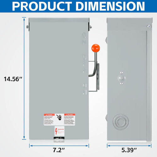 100A Manual Generator Transfer Switch, 24000W Heavy-Duty Double-Throw ...