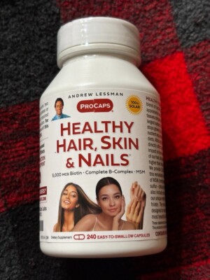 Andrew Lessman Hair Skin & Nails 5,000 MCG Biotin 240 Capsules Exp. 12 ...