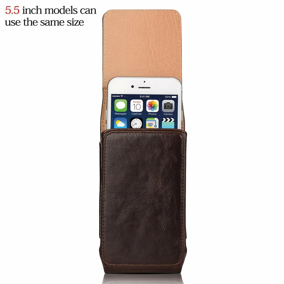 Universal Large Vertical Leather Holster Belt Clip Cell Phone Carry ...