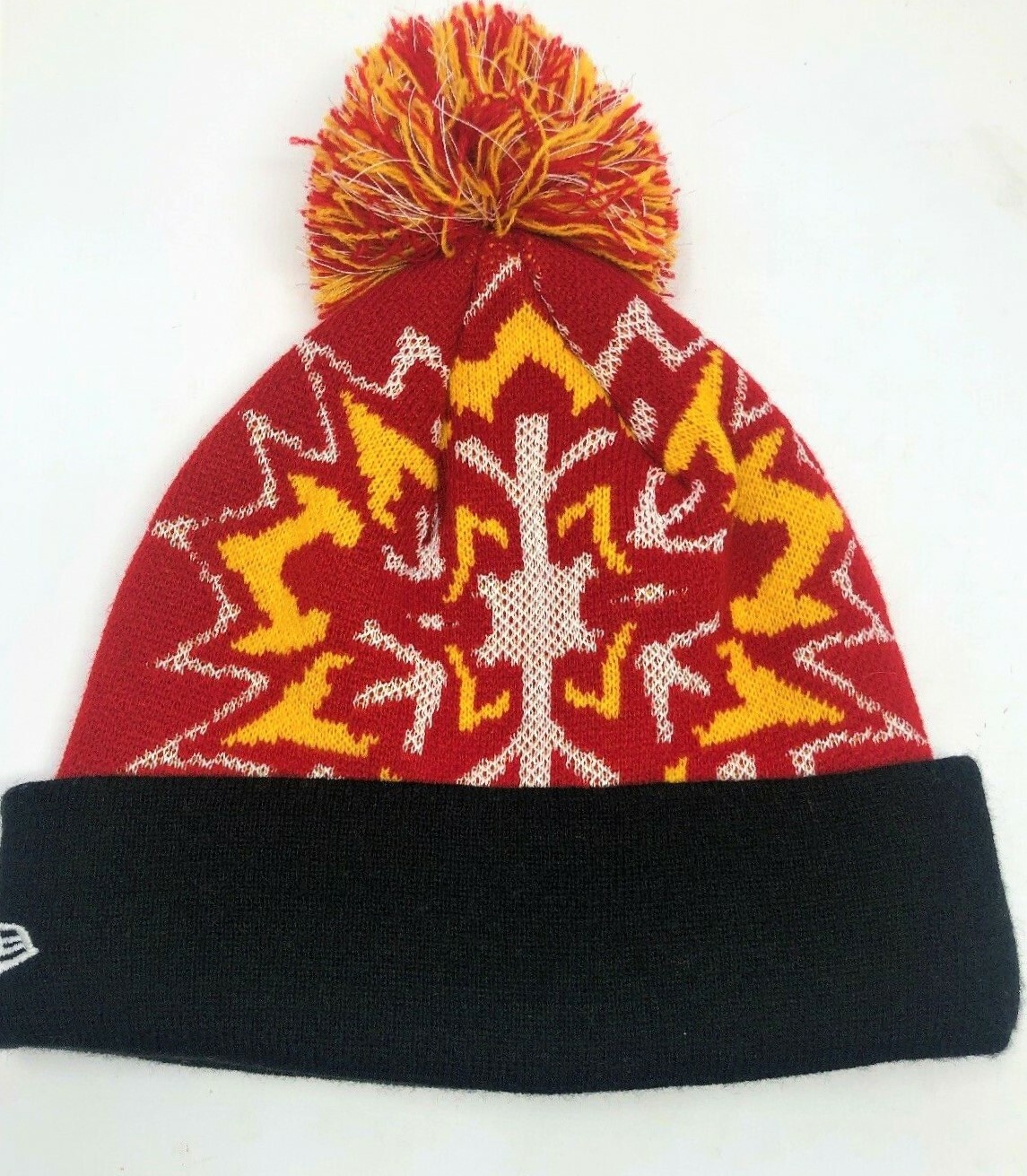 Houston Rockets Knit Beanie Hat Winter Ski Cap Cuffed Glow Flake W/Pom ...